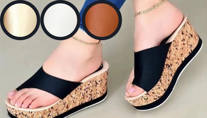 Chunky Wedge-Heeled Sandals - 4 Colours, 5 Sizes