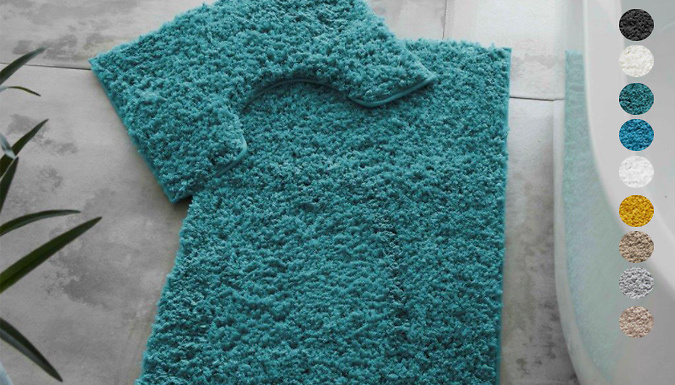 2-Piece Fluffy Microfibre Bath Mat Set - 9 Colours