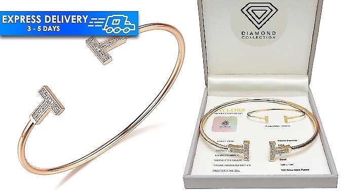 Genuine Diamond Rose Gold Bangle