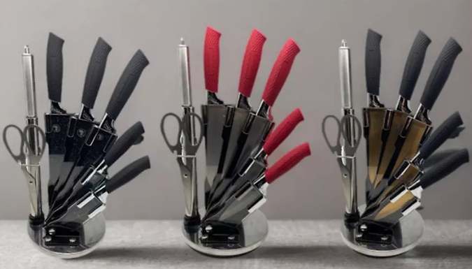 5-Piece Kitchen Knife Set With Optional Stand - 3 Colours