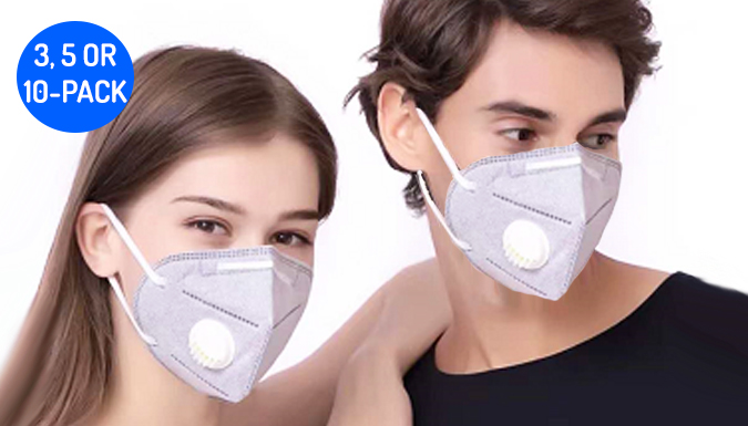 3, 5 or 10-Pack of Reusable N95 Valved Respirator Face Covers