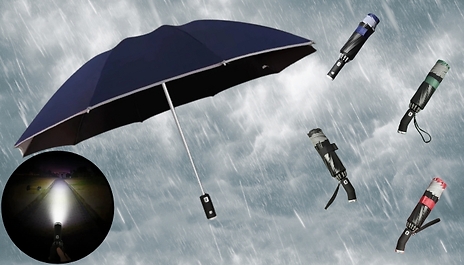 Automatic Umbrella with LED Torch - 4 Colours