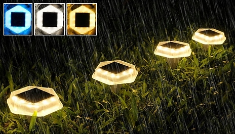 1, 2 or 4 Hexagon Outdoor Solar Lights - 3 Colours