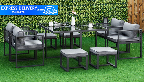 9-Piece Outsunny Aluminium Garden Dining Cube Set